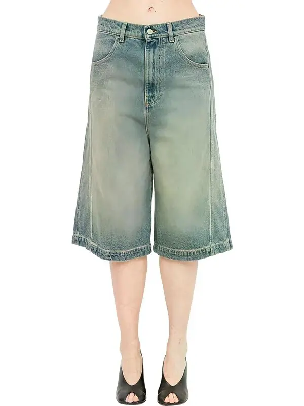 Andrea Ya'aqov Denim Knee-length Shorts - Blue