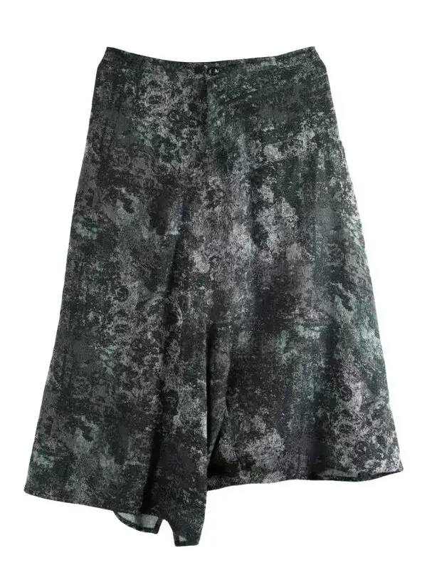 Y’s Abstract Print Asymmetric Hem Trousers - Grey