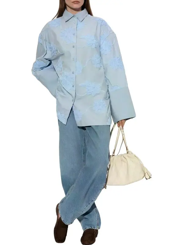 ROTATE BY BIRGER CHRISTENSEN Floral Motif Oversized Shirt - Blue