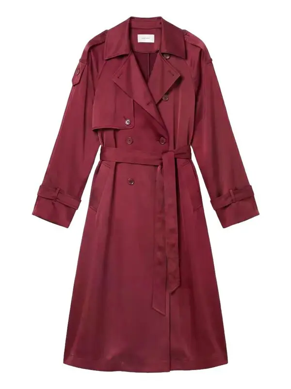 DANAMÉ Double-breasted Belted Trench Coat - Red
