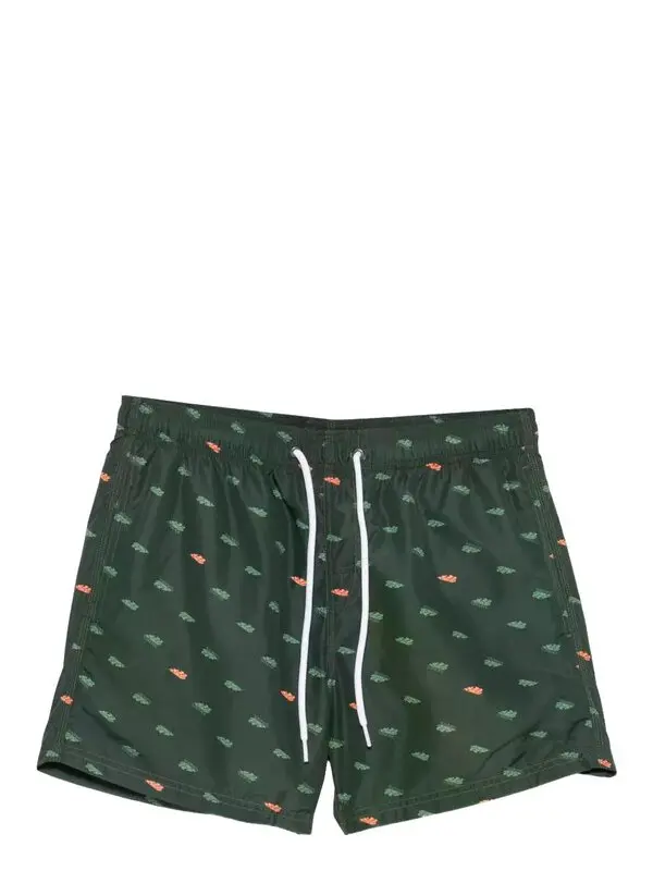 Sundek Logo Print Swim Shorts - Green