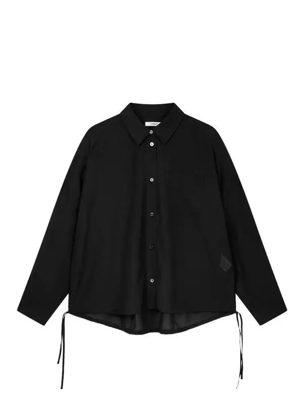 STUDIO TOMBOY Drawstring Hem Chest Pocket Shirt - Black