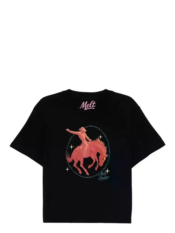 MELT Graphic Print Short Sleeve T-shirt - Black
