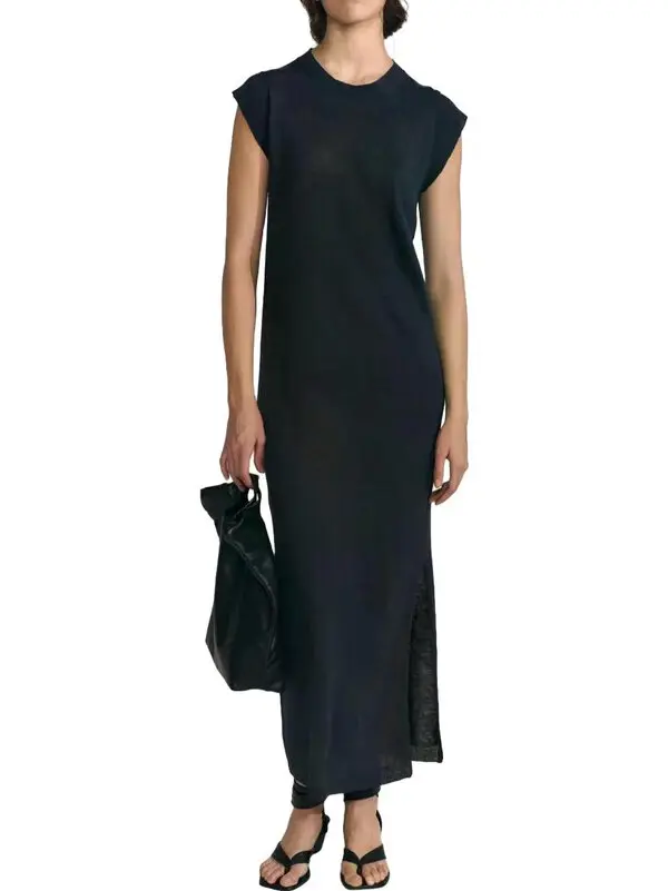 CORTANA Side-slit Knitted Maxi Dress - Blue