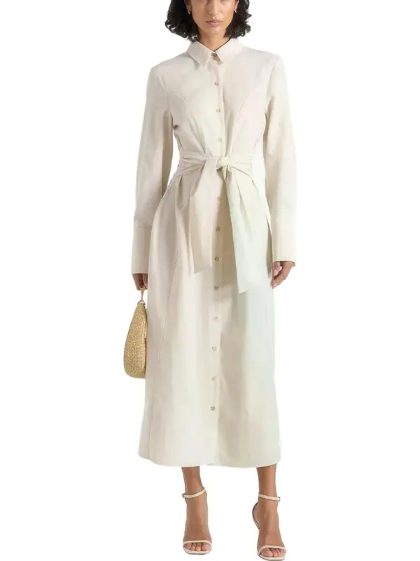 Manière De Voir Fern Tie-waist Midi Shirt Dress - Neutrals