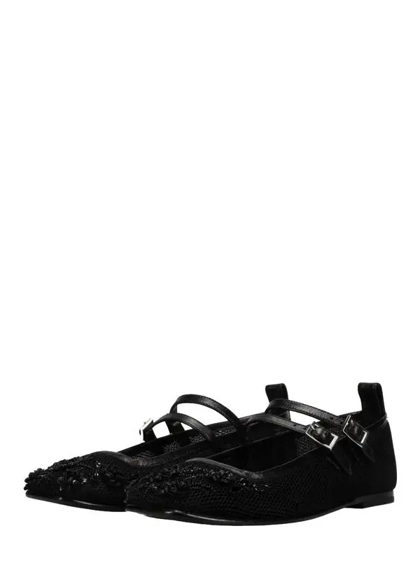 NODALETO Embellished Mesh Loafers - Black