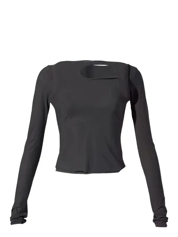 Ottolinger Taupe Stretch Cut-out Long Sleeve Top - Black