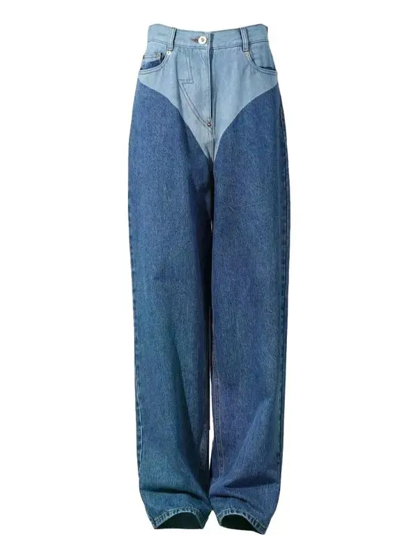PUSHBUTTON Two-tone Wide-leg Jeans - Blue