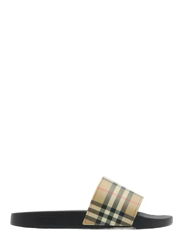 Burberry Check Print Slides - Neutrals