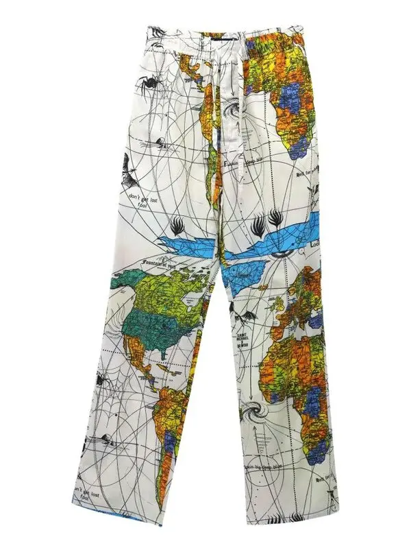 SAINT MXXXXXX World-map Print Trousers - White