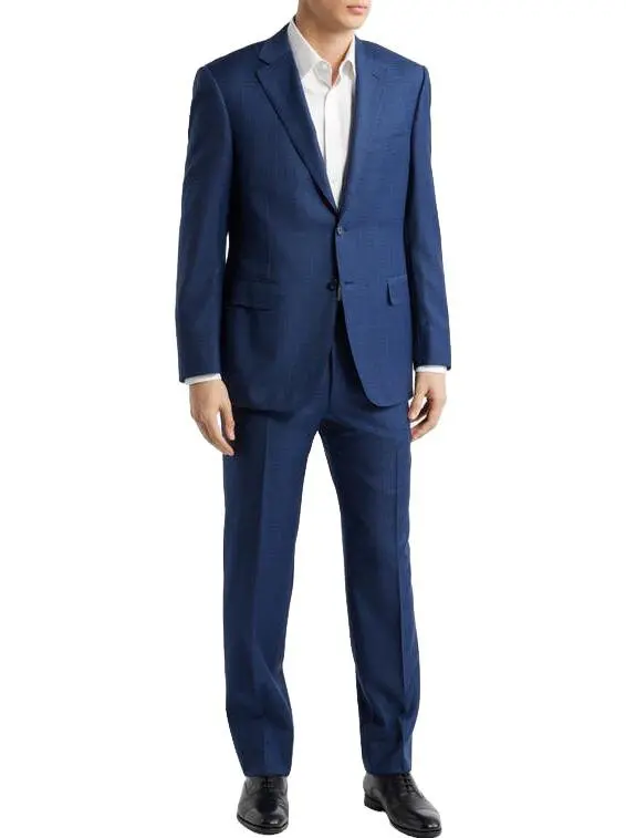 Canali Siena Regular Fit Mélange Wool Suit - Blue