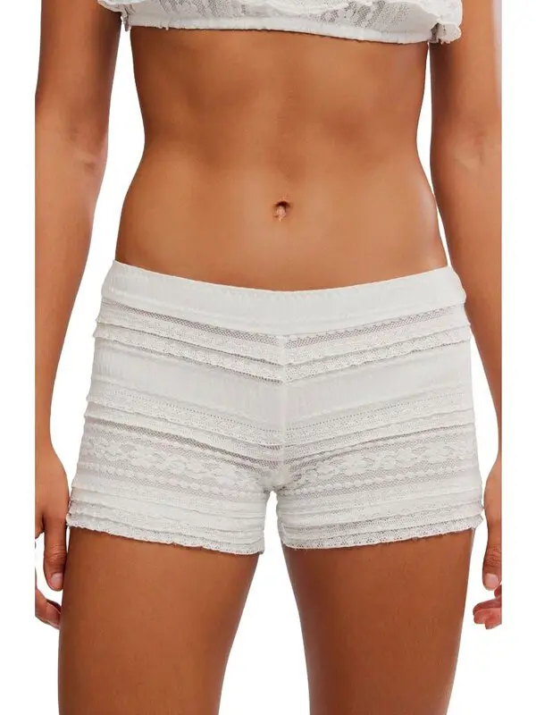 Free People Front Row Lace Mini Shorts - Clean Ivory