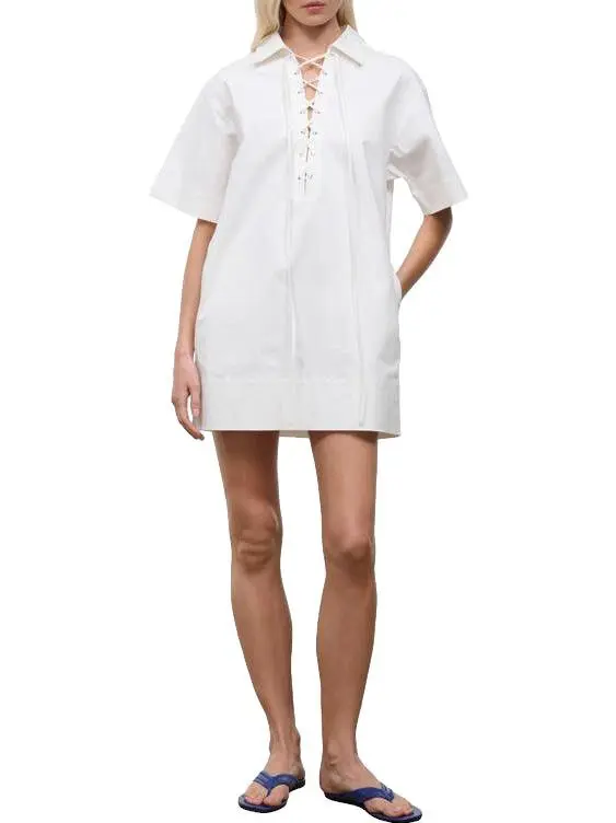 Staud Tove Lace-up Shirt Dress - White