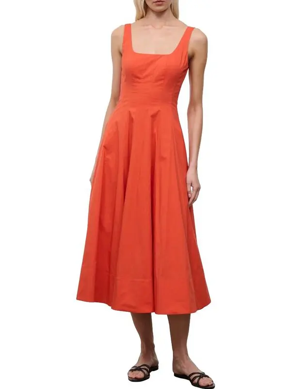 Staud Wells Floral Stitch A-line Midi Dress - Koi