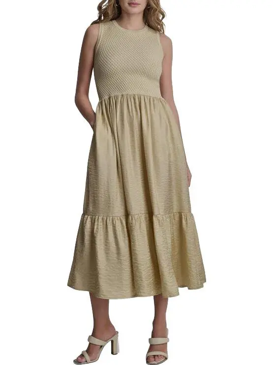 Dkny Sleeveless Diamond Knit Midi Dress - Mojave Desert
