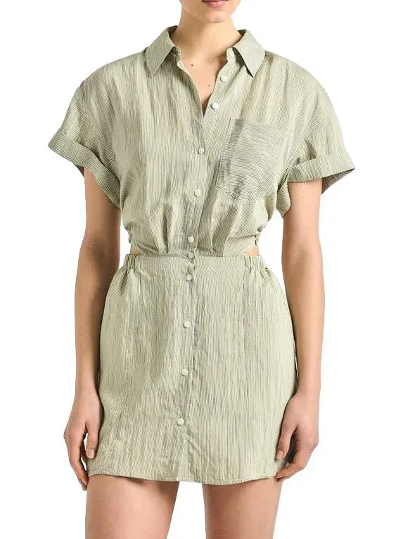 Derek Lam 10 Crosby Alba Open Back Mini Shirtdress - Fatigue Stripe