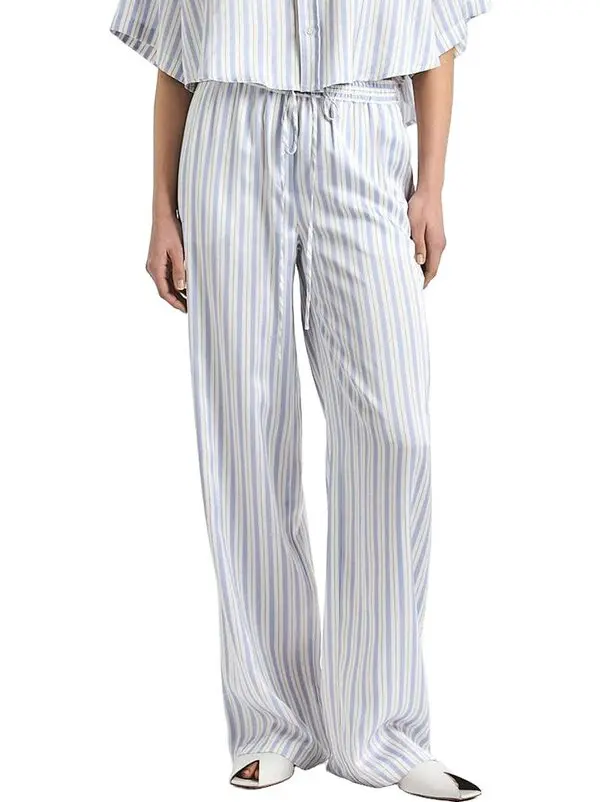 Derek Lam 10 Crosby Aurely Drawstring Wide Leg Pants - Lisbon Blue Stripe