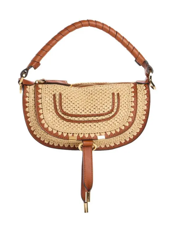 Chloé Mini Marcie Raffia Effect Shoulder Bag - Clay Brown