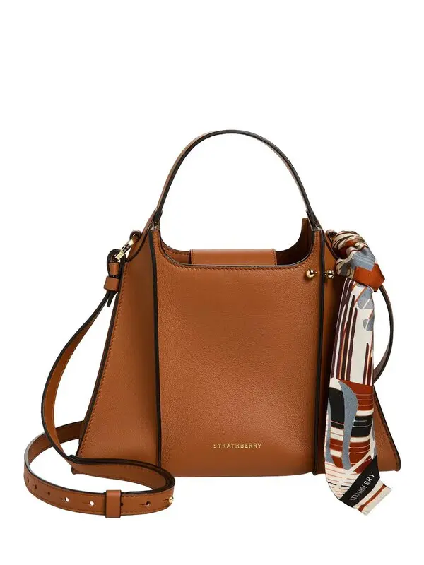 Strathberry Ark Shell Leather Top Handle Bag - Chestnut