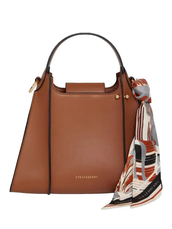 Strathberry Ark Shell Leather Top Handle Bag - Chestnut