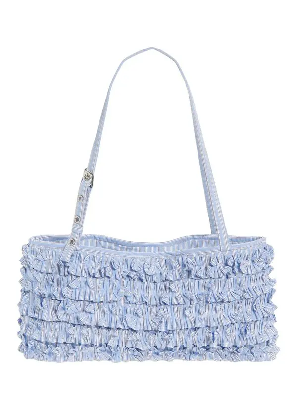 DAMSON MADDER Sophia Ruffle Baguette Shoulder Bag - Blue