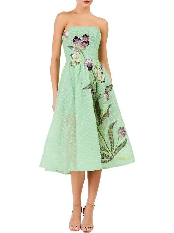 HELSI Lyla Beaded Strapless Fit & Flare Midi Dress - Seafoam