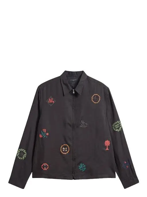 ALLSAINTS Laurel Embroidered Zip-up Jacket - Orca Black