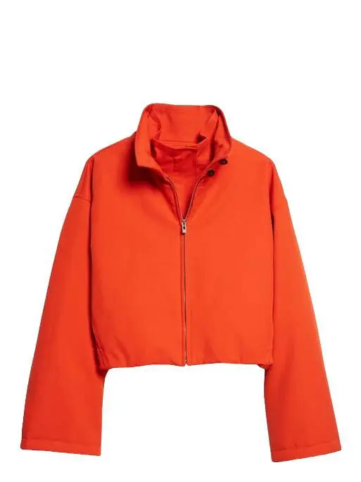 Alaïa Layered Cotton Gabardine Bomber Jacket With Inset Bib - Orange Sanguine