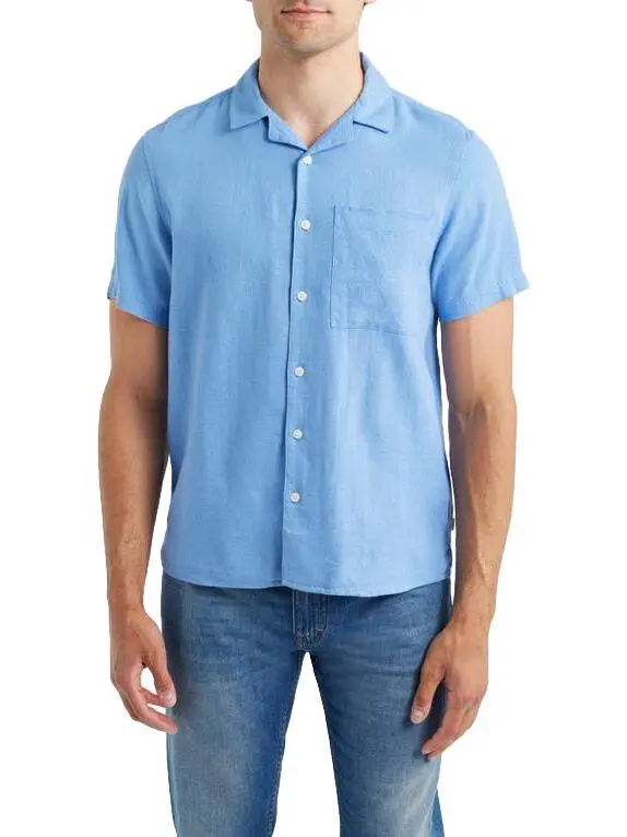 !SOLID Allan Solid Linen Blend Camp Shirt - Blue Bonnet