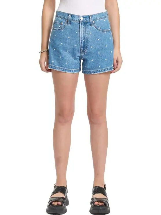 DAZE High Waisted Polka Dot Denim Shorts - Full Circle