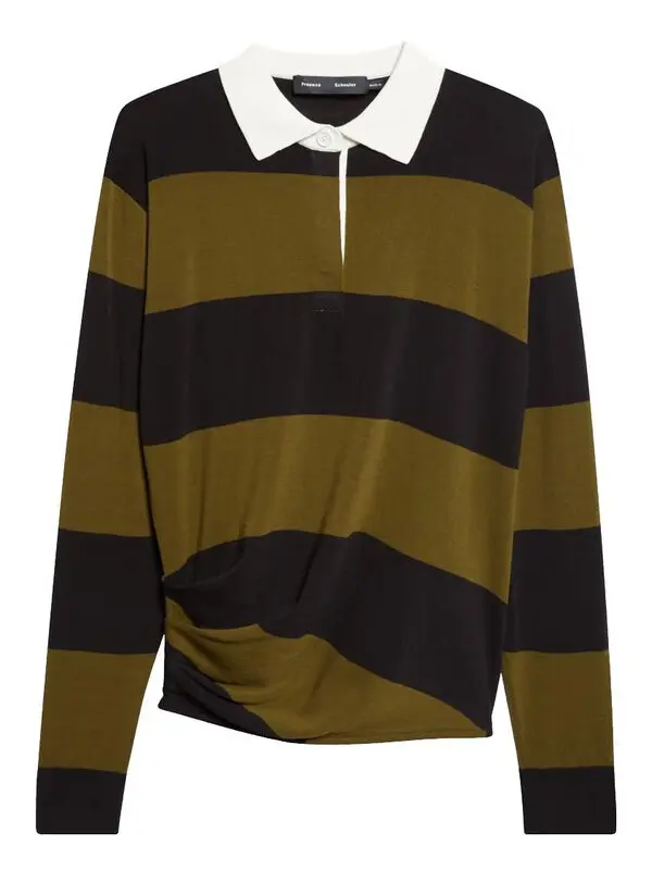 Proenza Schouler Striped Ruched Cotton Rugby Shirt - Black Multi