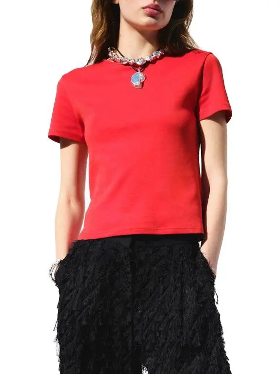Mango Fitted Cotton T-shirt - Red