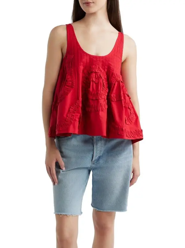 DAMSON MADDER Organic Cotton Ruffle Tank - Red