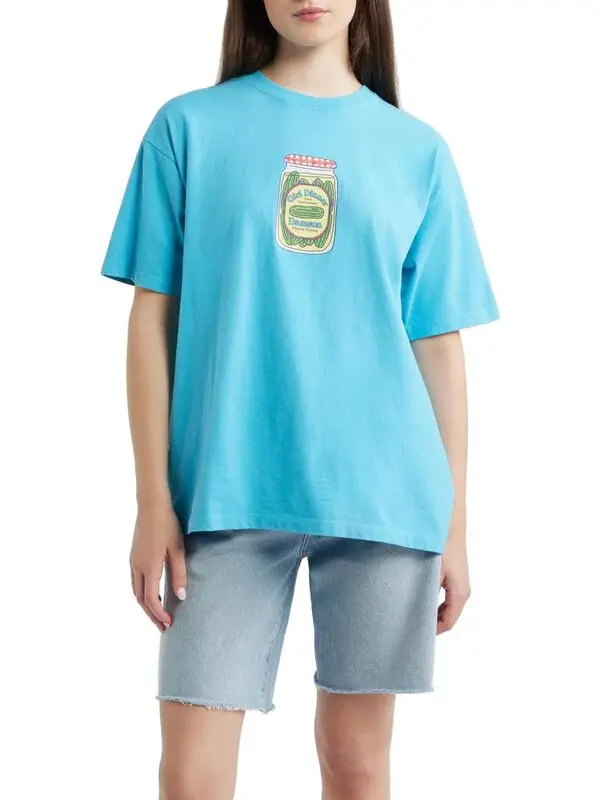DAMSON MADDER Oversize Organic Cotton Graphic T-shirt - Blue