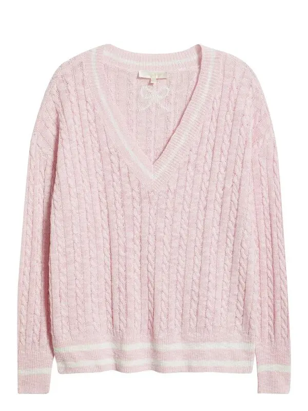 LoveShackFancy Jessanna Cable Knit Sweater - Polo Blush