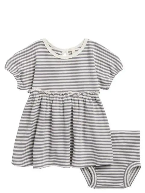 QUINCY MAE Annie Stripe Dress & Bloomer Set - Ocean