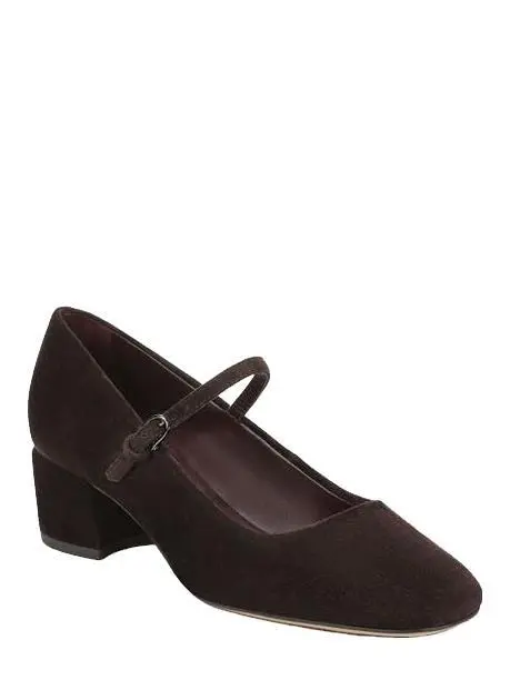 Franco Sarto Davi Mary Jane Block Heel Pumps - Dark Brown Leather