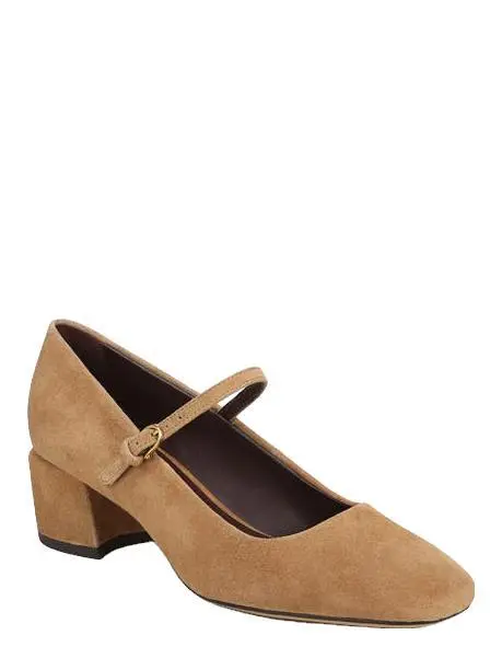 Franco Sarto Davi Mary Jane Block Heel Pumps - Light Brown Leather