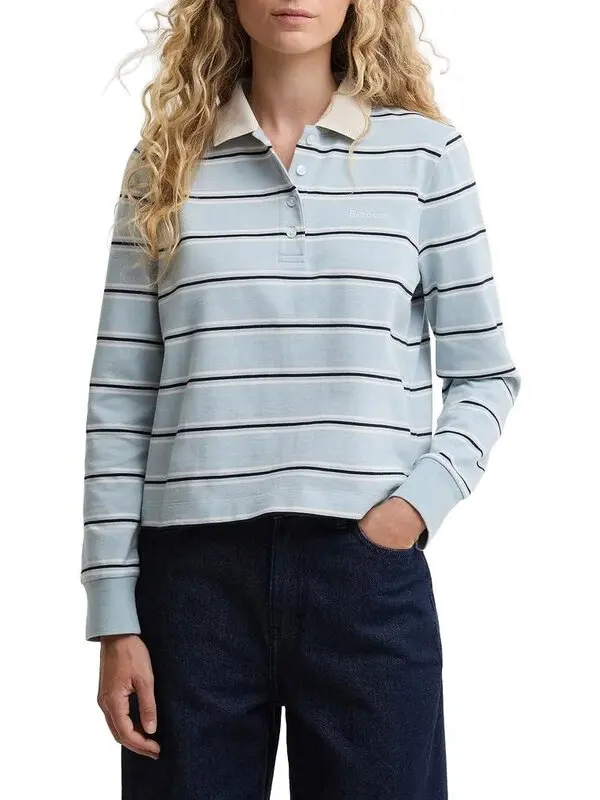 Barbour Ashwell Stripe Cotton Jersey Polo - Celestial Blue Stripe