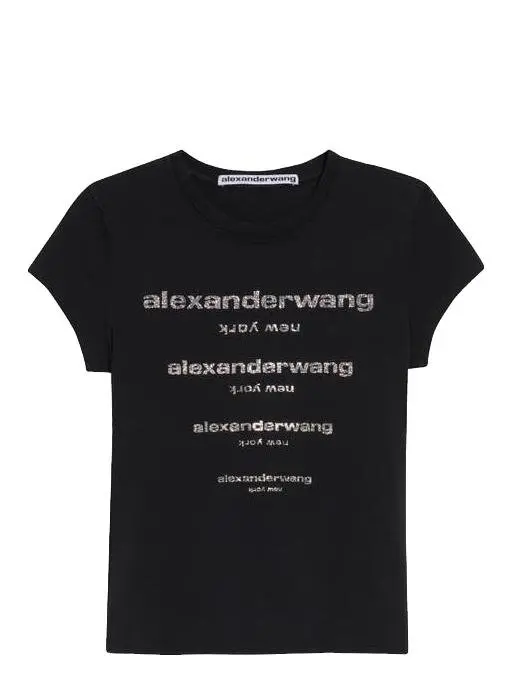 Alexander Wang Hotfix Crystals Fitted T-shirt - Washed Black