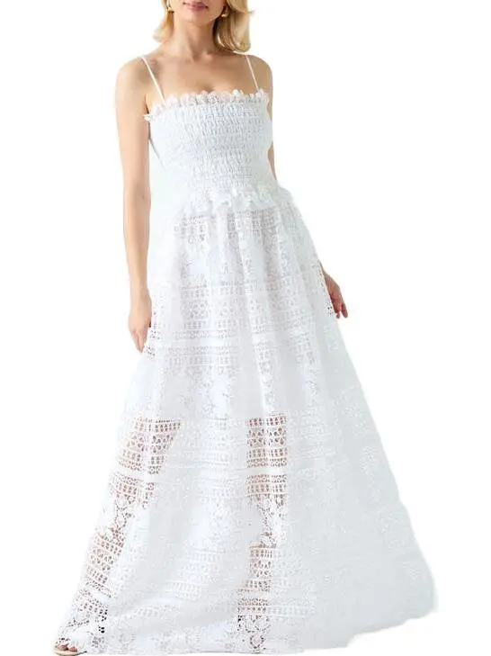 MARCIANO Strapless Lace Maxi Dress - Twht-white