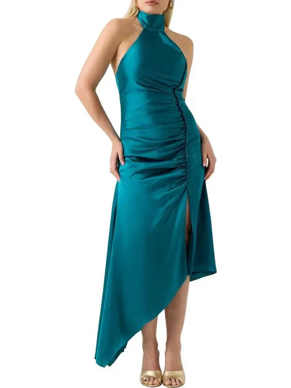MARCIANO Evelina Sleeveless Halter Midi Dress - Medium Blue