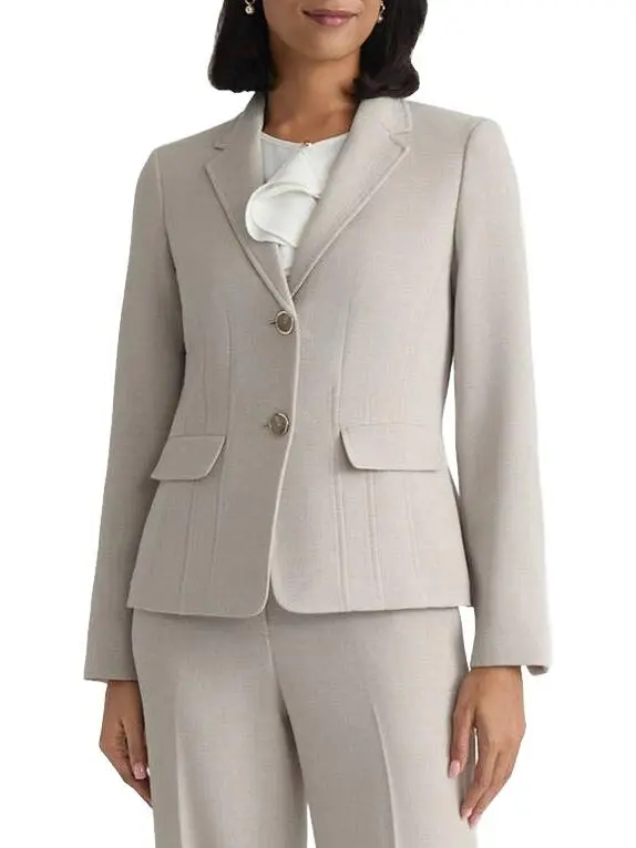 KASPER Pebble Crepe Two-button Blazer - Summer Straw
