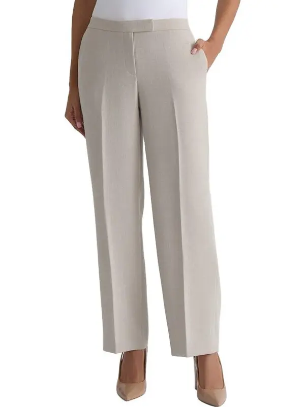 KASPER The Claire Pebble Crepe Pants - Summer Straw