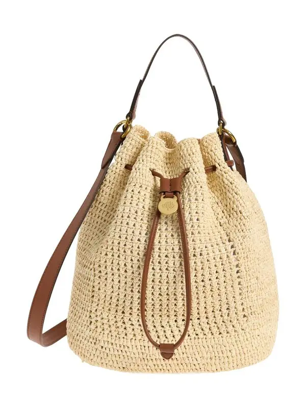 Mulberry Crochet Raffia Bucket Bag - Natural