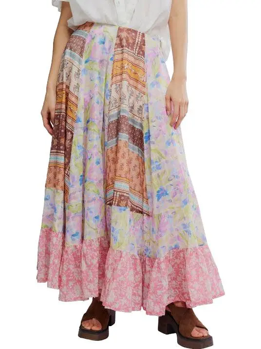 Free People Santa Eulalia Mix Print Maxi Skirt - Multi Print Combo