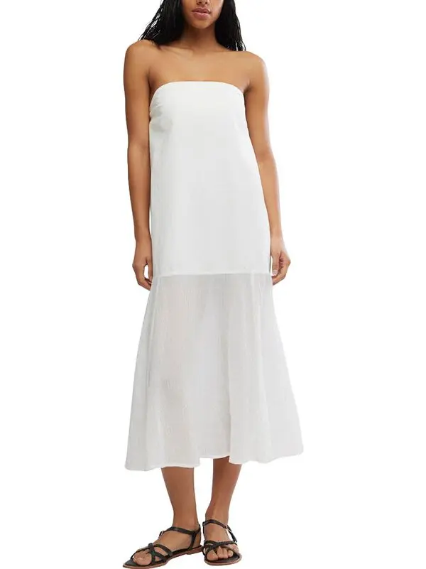 Free People Sabeen Tube Midi Dress - Clean Ivory