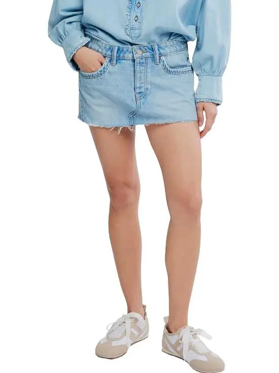 Free People Lainey Cutoff Denim Miniskirt - Cool Beans