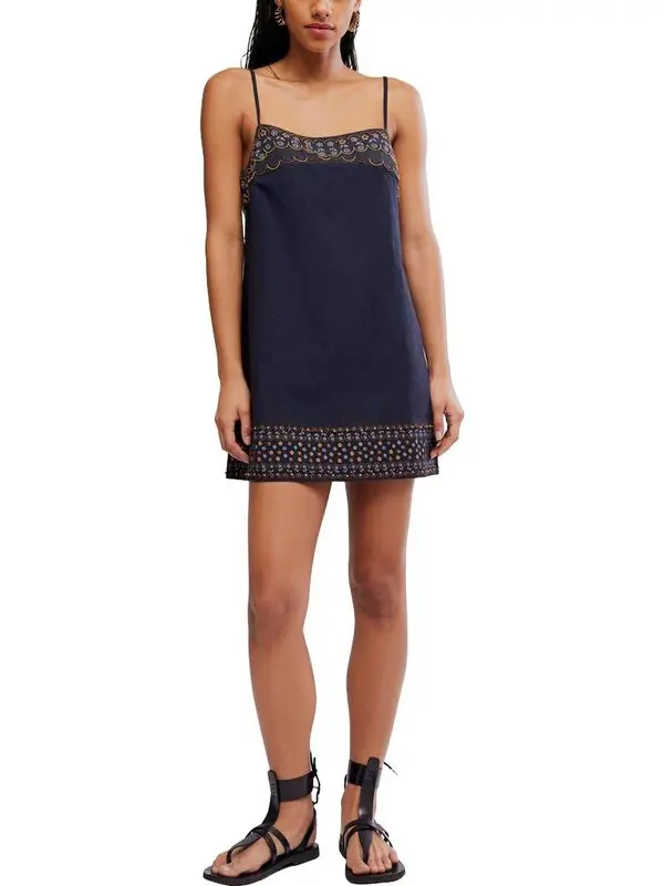 Free People Sunspell Beaded Mini Dress - Black Combo