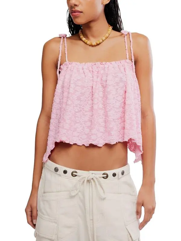 Free People Briana Textured Flower Crop Camisole - Festival Flower